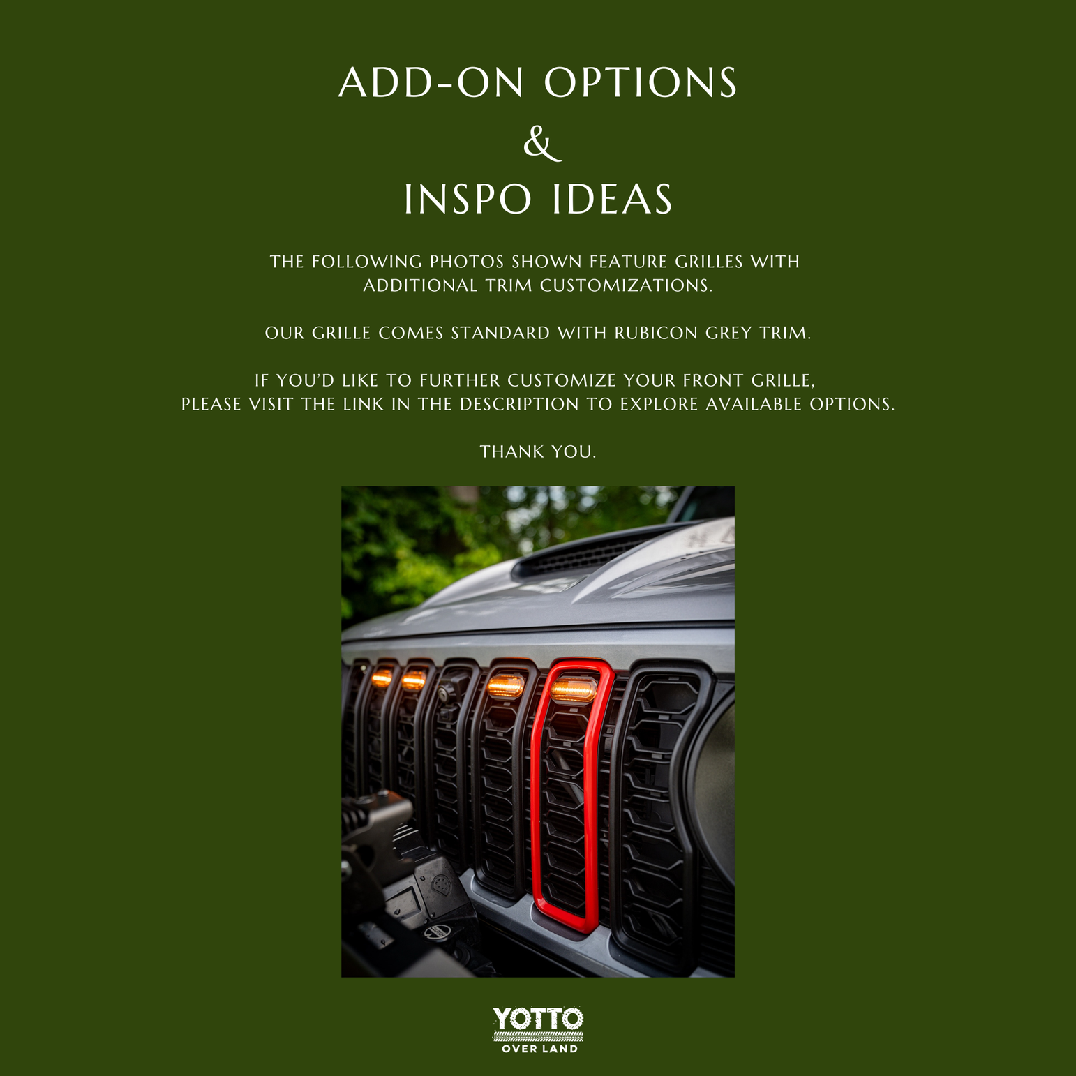Custom Painted Front Grille – Refreshed Style fits Wrangler JL/ Gladia ...