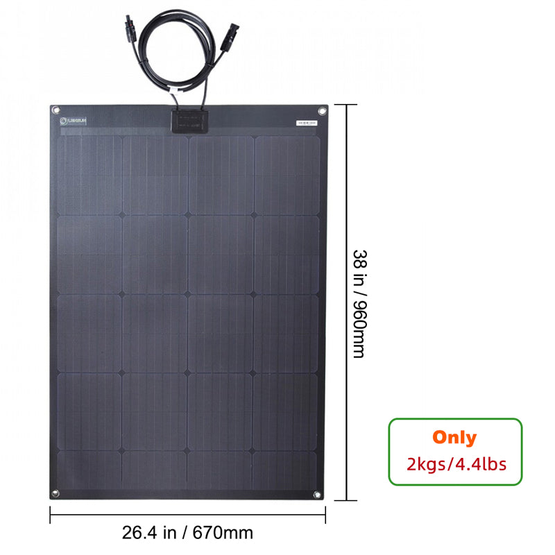 LensunSolar 100W 12V Full Black Flexible Solar Panel,960x670mm – Yotto ...